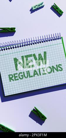 Rédaction affichage de texte nouvelles réglementations. Photo ...