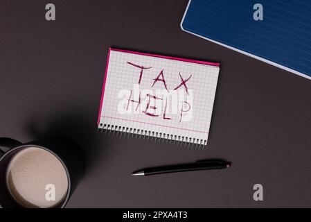 Légende du texte Présentation de l'aide fiscale, mot pour l'assistance ...