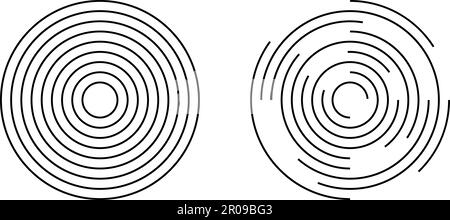 Icônes d'ondulation circulaire. Cercles concentriques avec des lignes ...