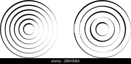 Icônes d'ondulation circulaire. Cercles concentriques avec des lignes ...