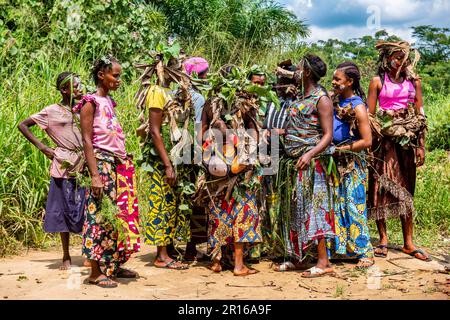 Peuple de la tribu pygmée, Kisangani, République démocratique du Congo ...
