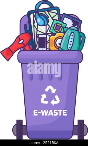 Conteneur rempli ouvert avec couvercle pour le stockage, le recyclage ...