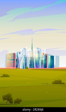 14 FÉVRIER 2020. Illustration vectorielle Burj Khalifa, Burj al Arab ...