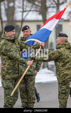 Armée croate le Maj. Ivan Kamber, commandant du contingent croate ...