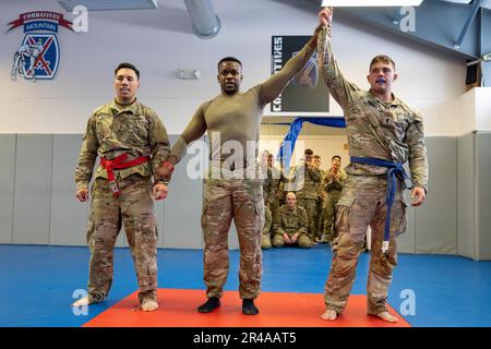 Le lieutenant Kevin Rae (à gauche), un soldat du 385th Bataillon de la ...