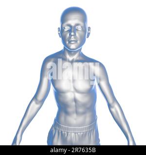 Scoliose chez les enfants, illustration informatique. Un enfant dont la ...