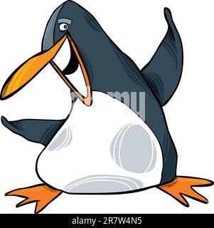 Cartoon illustration de manchot empereur heureux coloriage Image ...