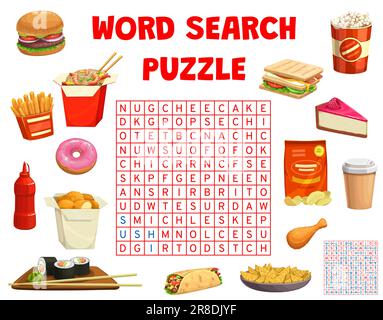 Grille de mots croisés pour la restauration rapide et les collations ...