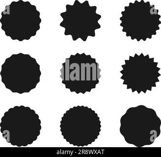 Autocollant circulaire à bords ondulés. Étiquettes en forme d'étoile ...