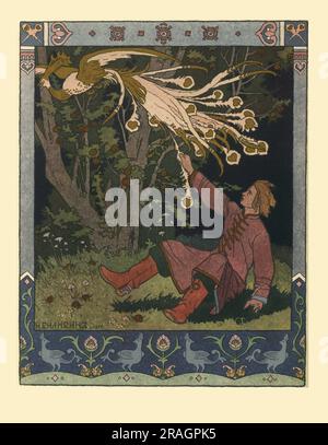 Illustration pour la Tale du Prince Ivan, le Firebird et le Loup gris ...