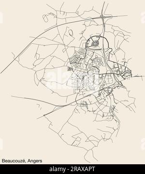 Carte des routes de rue d'ANGERS, FRANCE Image Vectorielle Stock - Alamy