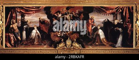 Peinture 'Christ adoré par les Doges Pietro Lando et Marcantonio ...