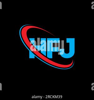 Logo HFJ. Lettre HFJ. Logo lettre HFJ. Initiales logo HFJ lié avec ...