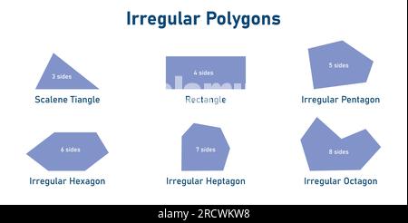 Polygones irréguliers en mathématiques. Illustration vectorielle isolée ...