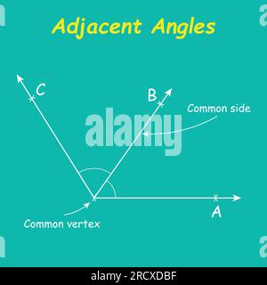 Angles adjacents en mathématiques. Deux angles avec un sommet et un ...