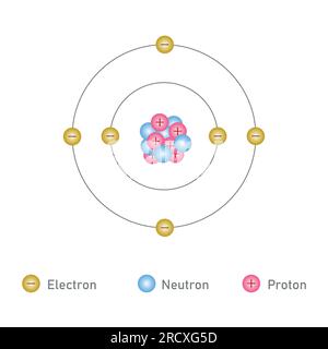 Structure d'atomes de carbone. Modèle Bohr d'atome avec noyau, orbitale ...