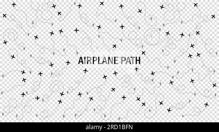 Ensemble de trajectoires d'avion ou d'itinéraires d'avion. Concept de ...