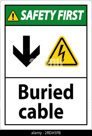Première signalisation de sécurité câble enterré avec flèche vers le ...