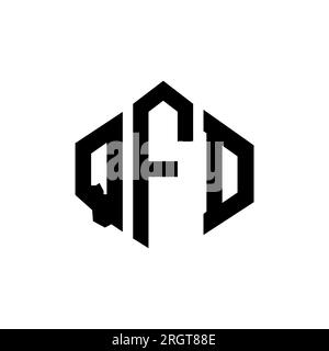 Logo de lettre QFD avec forme de polygone. Design de logo en forme de ...