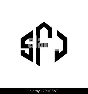 Logo de lettre SFJ avec forme de polygone. Logo en forme de polygone et ...