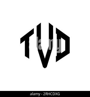 Logo de lettre TVD avec forme de polygone. Polygone TVD et logo en ...