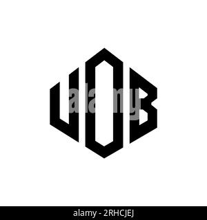 Logo de lettre UOB avec forme de polygone. Logo en forme de polygone et ...