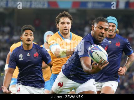 Peato Mauvaka de France lors de la coupe du monde 2023, match de rugby à XV en quart de finale ...