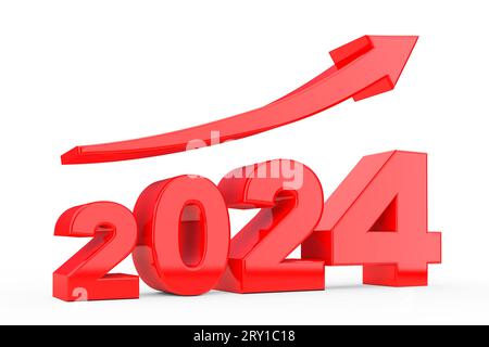 Flèche de progression dans le nouveau signe de 2024 ans sur un fond ...