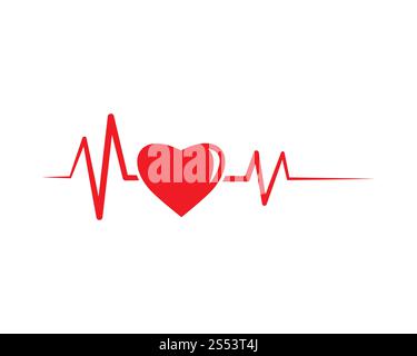 Graphique de fréquence cardiaque rouge. Rythme cardiaque. Onde EKG ...