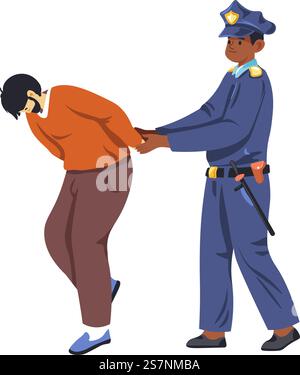 Un policier arrête un criminel avec un délinquant Image Vectorielle ...