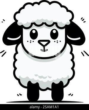 Illustration vectorielle de personnage de dessin animé mignon de mouton ...