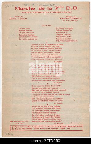 Emblème de la 2e Division blindée (2e DB) affiché sur une couverture ...