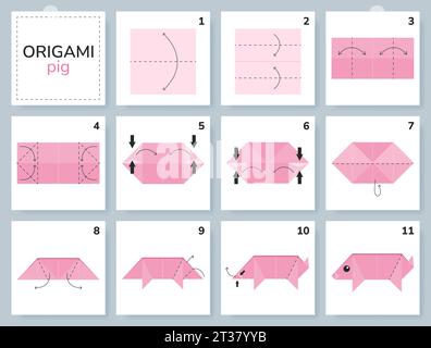 Tutoriel origami pour les enfants. Origami mignon cochon Image ...