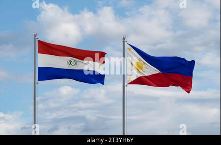 Drapeaux des Philippines et du Paraguay. Motif drapeau en relief ...