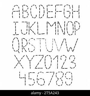 Joli alphabet pointillé isolé sur fond blanc. Illustration vectorielle ...