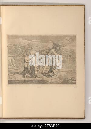 Baptême du Christ, Pietro del po, d'après Nicolas Poussin, 1620 - 1692 imprimer Paysage avec ...