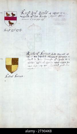 Livre d'héraldique anglaise, Armoiries de Richard Veer, Margaret Lady ...