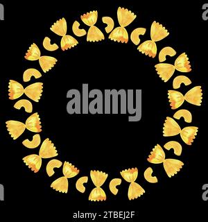 Cadre rond fait de différents types de pâtes italiennes pour la ...