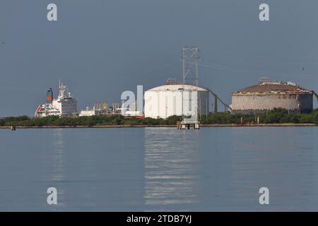CABIMAS-VENEZUELA-05-12-2023. Un pétrolier est vu dans le terminal dans ...
