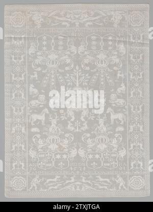 Serviette avec des armes frisonnes et Orphée au milieu des animaux ...