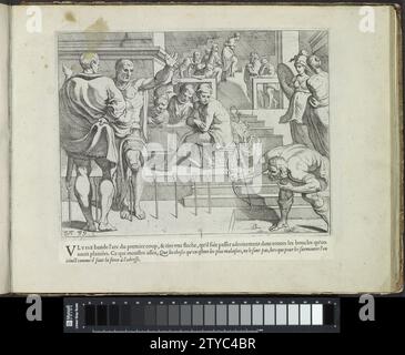 Odysseus tire la flèche à travers les douze anneaux; les travaux d ...