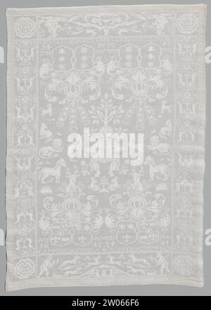 Serviette avec des armes frisonnes et Orphée au milieu des animaux ...