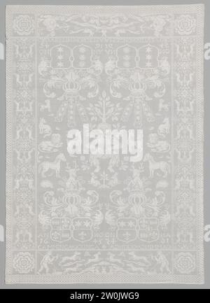 Serviette avec des armes frisonnes et Orphée au milieu des animaux ...