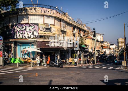 Tel Aviv, Israël - 6 décembre 2023 Paysage urbain du quartier de Jafa à ...