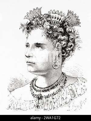 Coiffe d'une riche femme Darien. République du Panama. Amérique ...