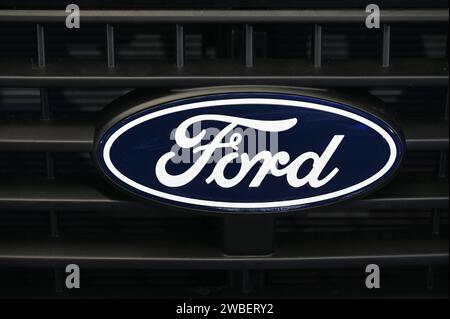 Logo, Schriftzug des Autohersteller FORD an einem Fahrzeug, dem ...