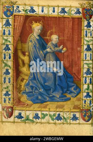 Pages enluminées exquises du Livre des heures de 1455 de Simon de varie ...