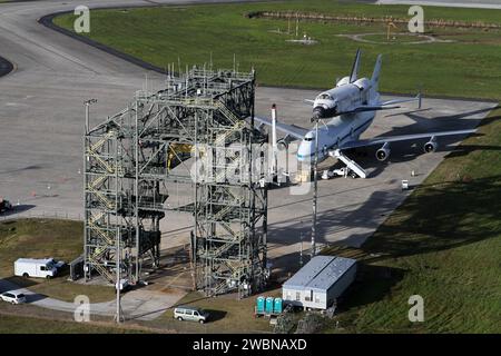 CAP CANAVERAL, Floride. – Une vue aérienne montre l’avancement de la ...