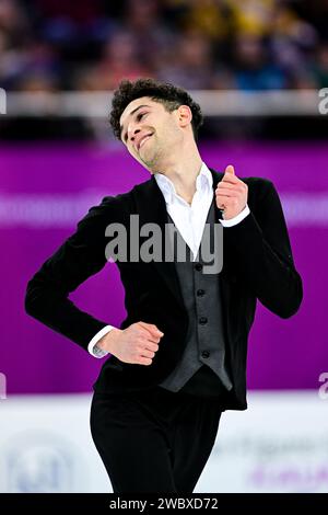 LUC ECONOMIDES (FRA), pendant le patinage libre des hommes, au Grand ...