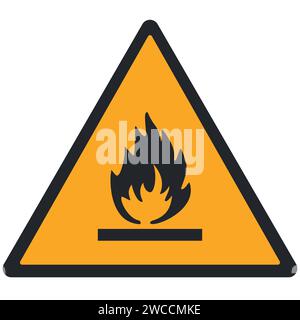 Pictogramme de symbole inflammable, panneau d'avertissement de danger ...